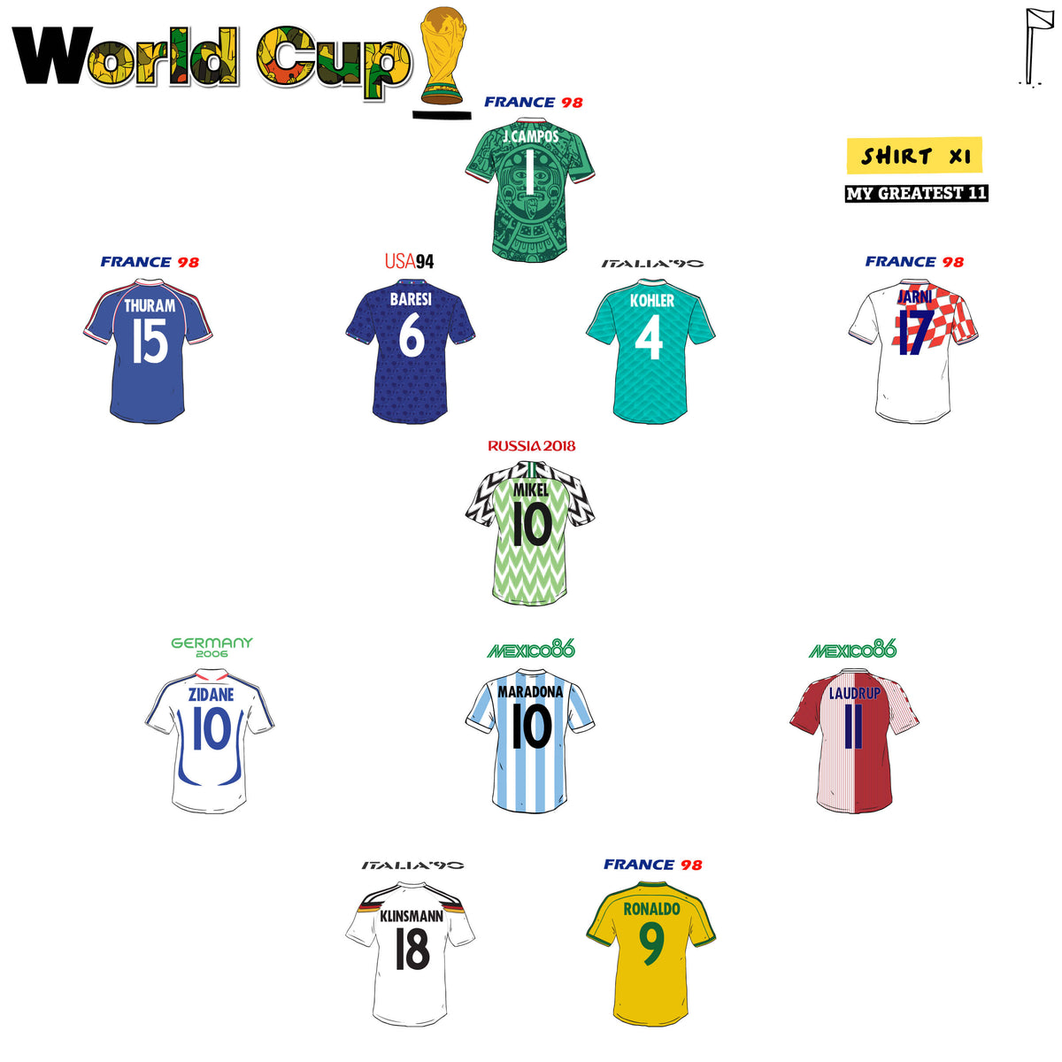 An XI of Iconic World Cup Shirts: Footballing Brilliance and Unforgett
