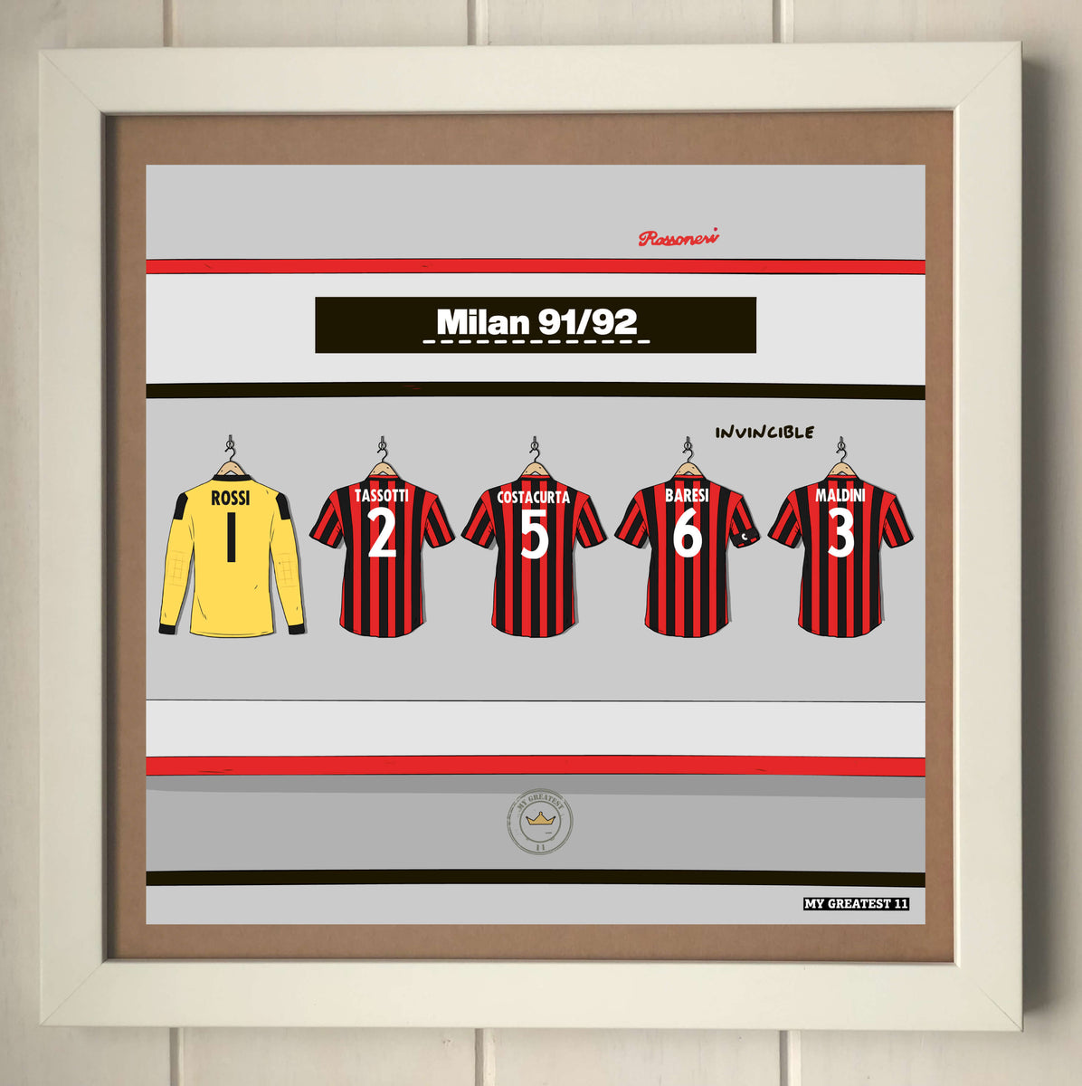 AC Milan's Iconic Invincible Defence from 91/92 Print